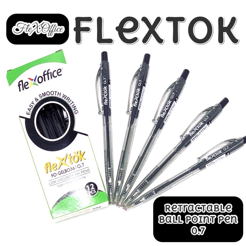 FlexOffice FlexTok Retractable Ballpoint Pen 0.7 per piece | Shopee Philippines