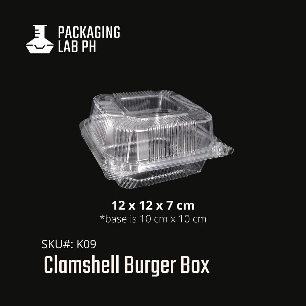 [10/50pcs] Square Burger Box / Clamshell Burger / Cake Box (THICK ...