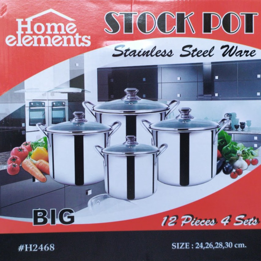 Stock Pot 8 Piece Set Stainless Glass Cooking Stock Pot | Shopee ...
