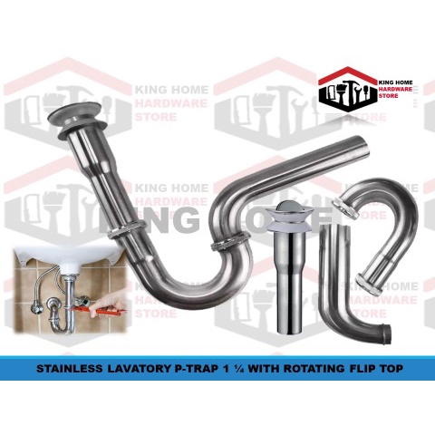 STAINLESS LAVATORY P-TRAP 1 ¼ WITH ROTATING FLIP TOP | Shopee Philippines