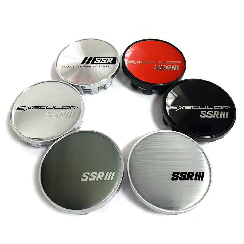 4pc 59mm SSR Black Silver red logo Sticker Car Modified Wheel Center ...