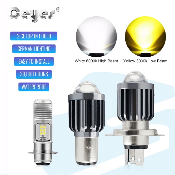 Ceyes Motorcycle Headlight LED Blubs H4 H6 T19 P15D Yellow+White Tmx125 ...