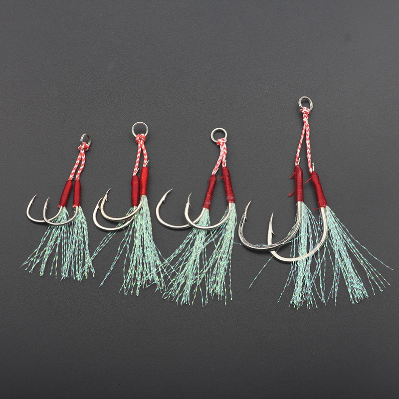 Rompin 5pcs Fishing Lure Slow Jigging Cast Jigs Assist Hook Barbed Single Jig Hooks Thread ...