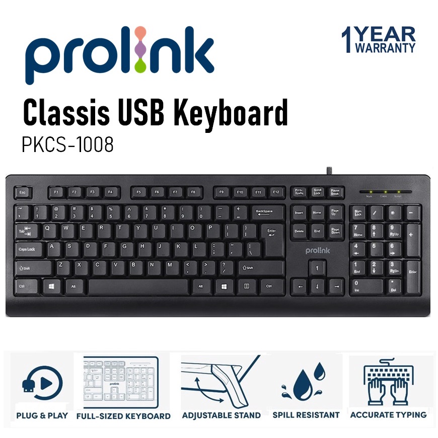 PROLiNK PKCS-1008 Classic Wired Keyboard For Laptop & Computer | Shopee ...