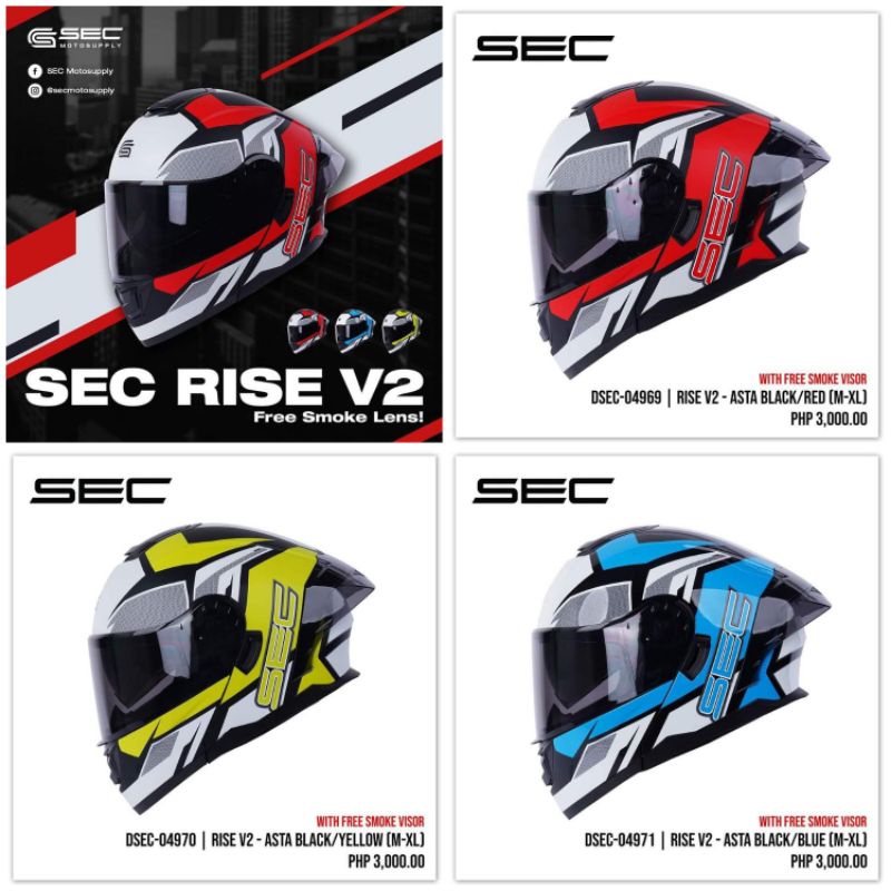 SEC RISE v2 ASTA BLACKMODULAR - DUAL VISOR (FREE smoked visor) | Shopee ...
