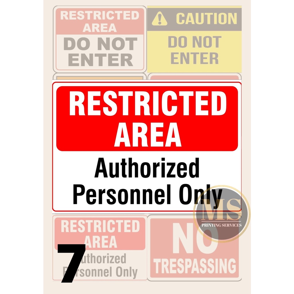 Restricted Area, No Trespassing, Do Not Enter Signages(Laminated ...