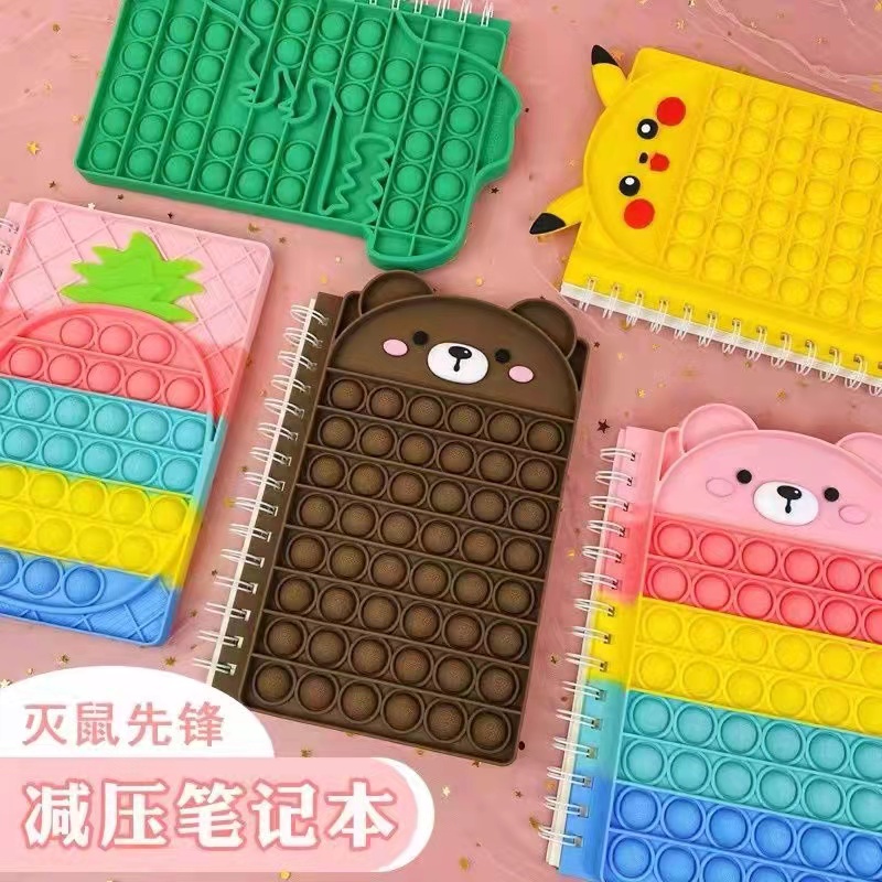 Pop It Push Notebook Bubbles Silicone Cover Notepad Kids Student ...