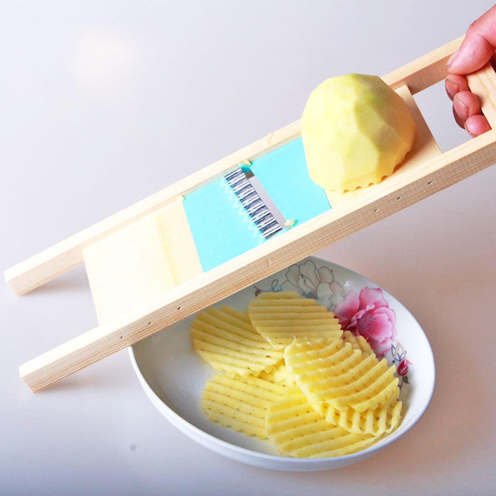 Wooden Potato Grid Slicer Vegetable Grater Corrugated Net Chopper ...