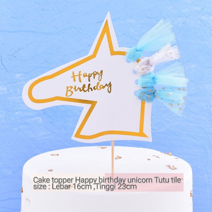 Hbd Unicorn Tutu Tile Cake Topper (blue Mix White) | Shopee Philippines