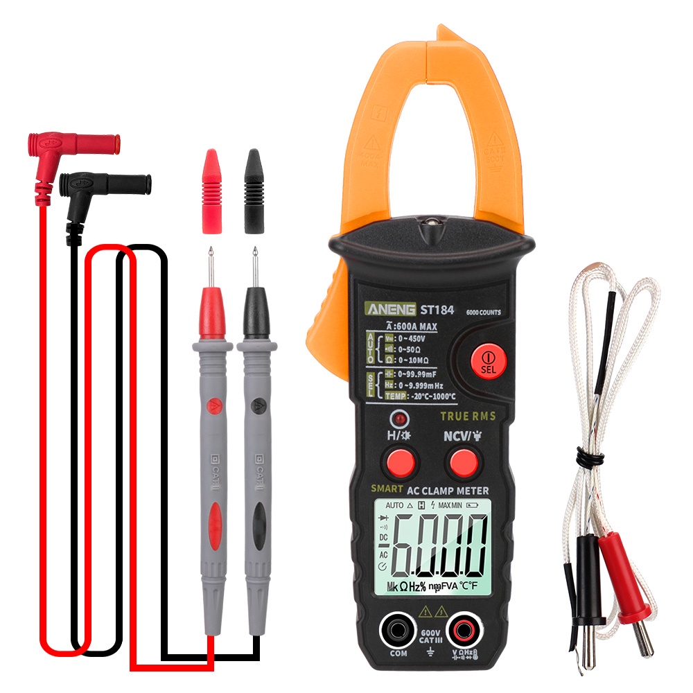Digital Clamp Meter Professional Multimeter Ohm Hz Tester True RMS ...