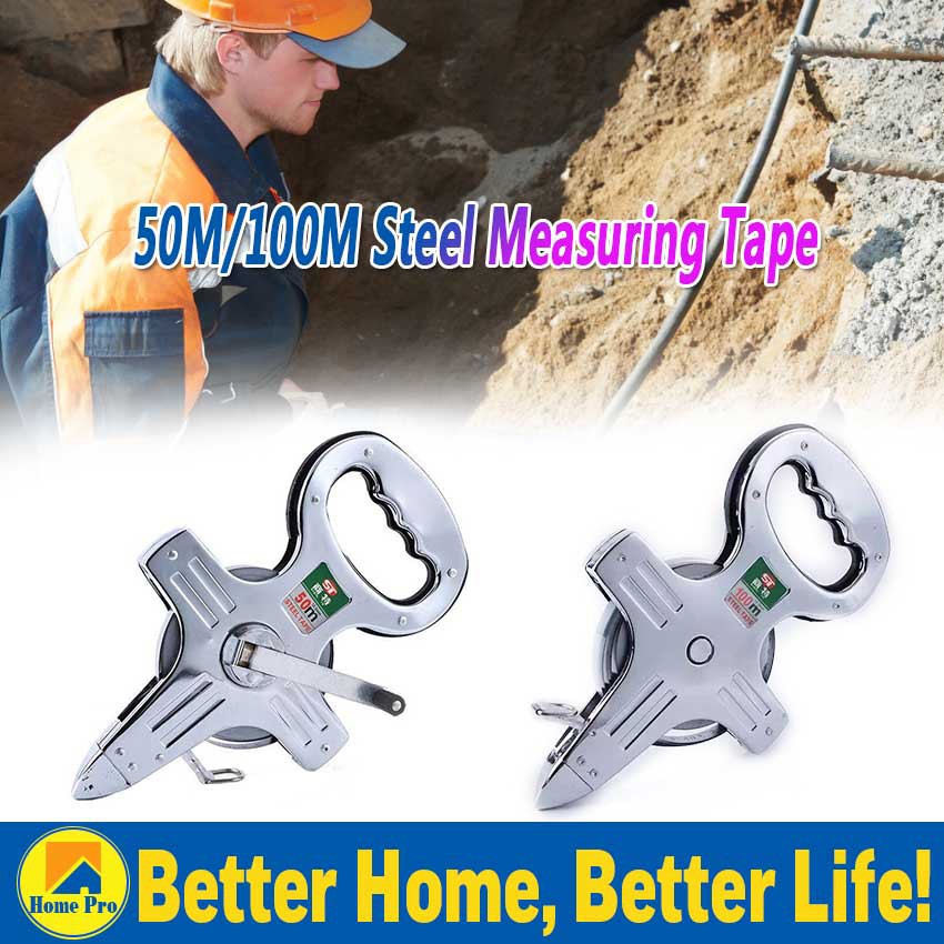 50/100M Steel Shelf Ruler Thick And Durable Hand Crank Steel Measuring ...