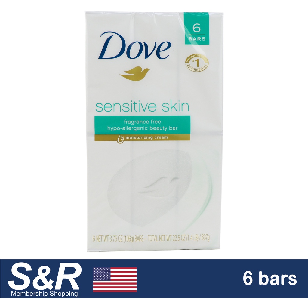 Dove Sensitive Unscented Hypo-allergenic Beauty Bar Soap 6pcs | Shopee ...