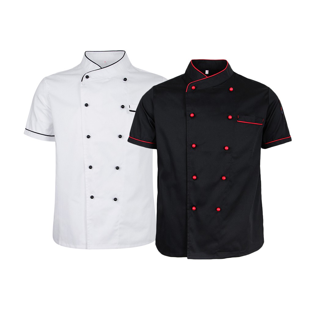 Women Men Chef Jacket Coat Hotel Kitchen Summer Thin Waiter Uniform ...
