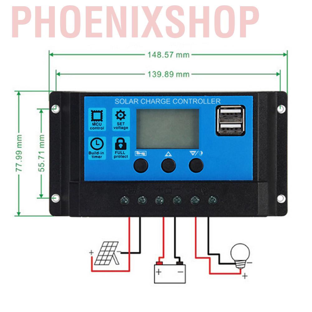 60A/50A/40A/30A/20A/10A 12V 24V Auto Solar Charge Controller PWM | Shopee Philippines