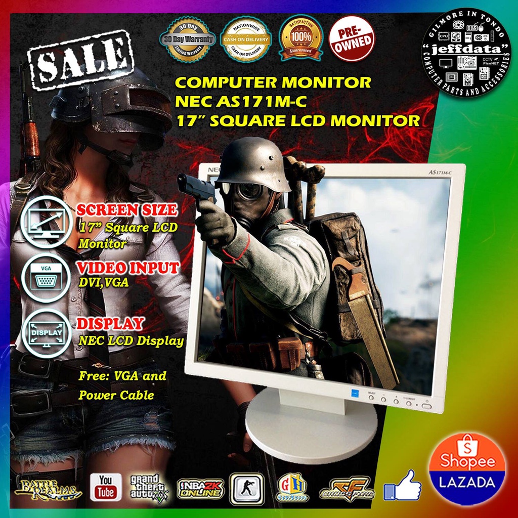 17" NEC Square Type LCD Monitor vga Dvi-D port (Not 19" 20" 22" sq wide ...
