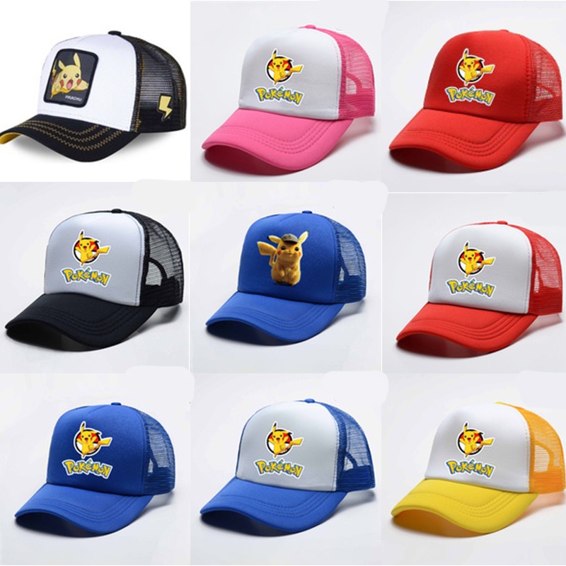 Pokemon mesh hat children's baseball cap Pikachu sun hat cartoon mesh ...