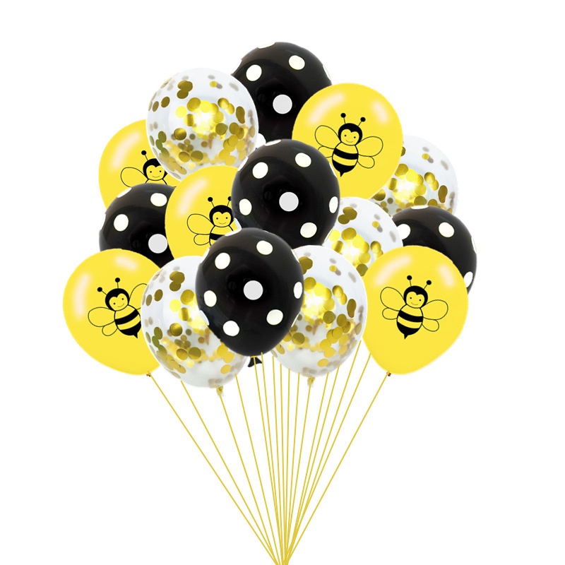 10-15pcs Bee theme party happy Bumblebee dot colorful paper balloon bee ...
