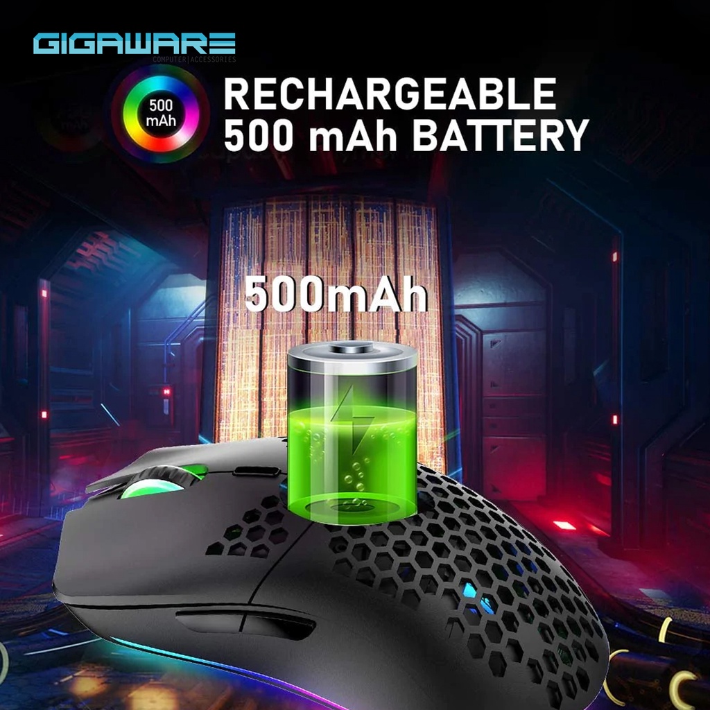 Gigaware XYH80 2.4G Wireless RGB Mouse Honeycomb Shell Ultralight ...