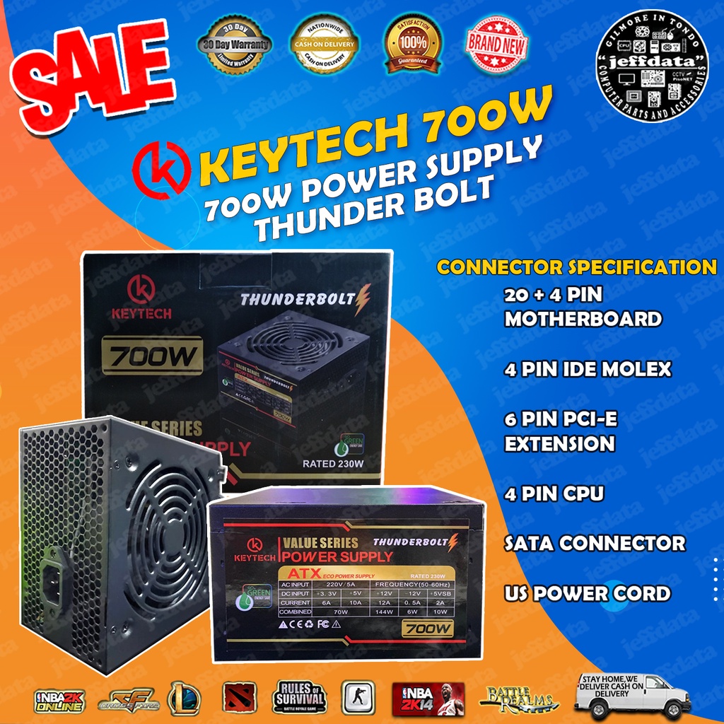 PSU Powersupply Keytech Thunder Bolt 700watts Truerated(not 500watts ...