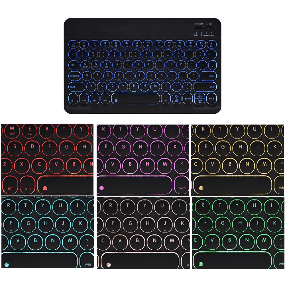 10 Inch Ultra-thin Bluetooth Keyboard Backlit 7-color Illuminated ...