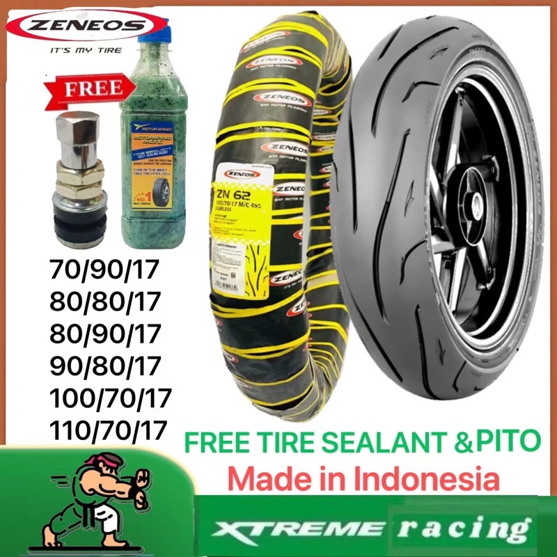 ZENEOS ZN62 MOTORCYCLE FREE TIRE SEALANT &PITO TIRE GULONG TUBELESS 70 ...