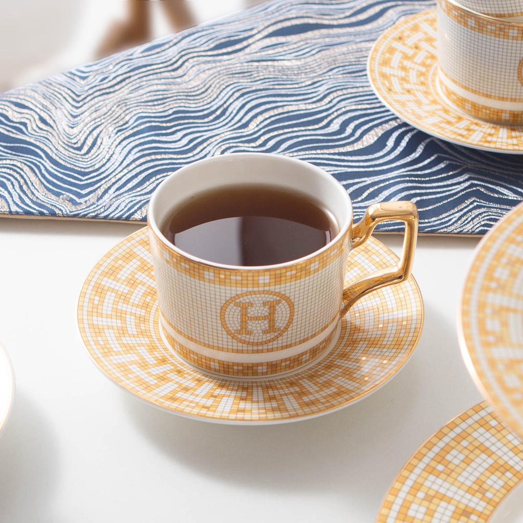 ALOHA H -Bone China Coffee Cup Dish Set Small Luxury British Afternoon ...