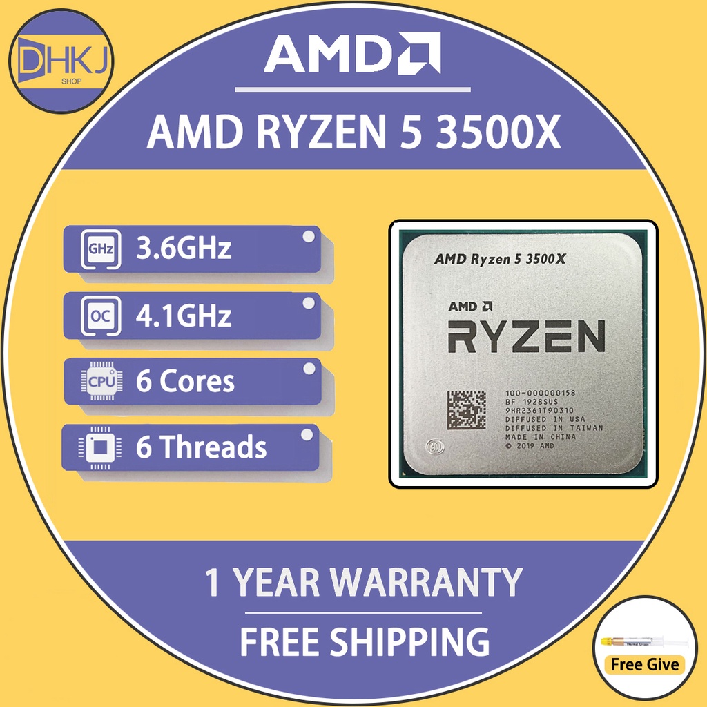 USED AMD Ryzen 5 3500X R5 3500X 3.6GHz Six-Core Six-Thread CPU Processor 7NM 65W L3=32M Socket ...