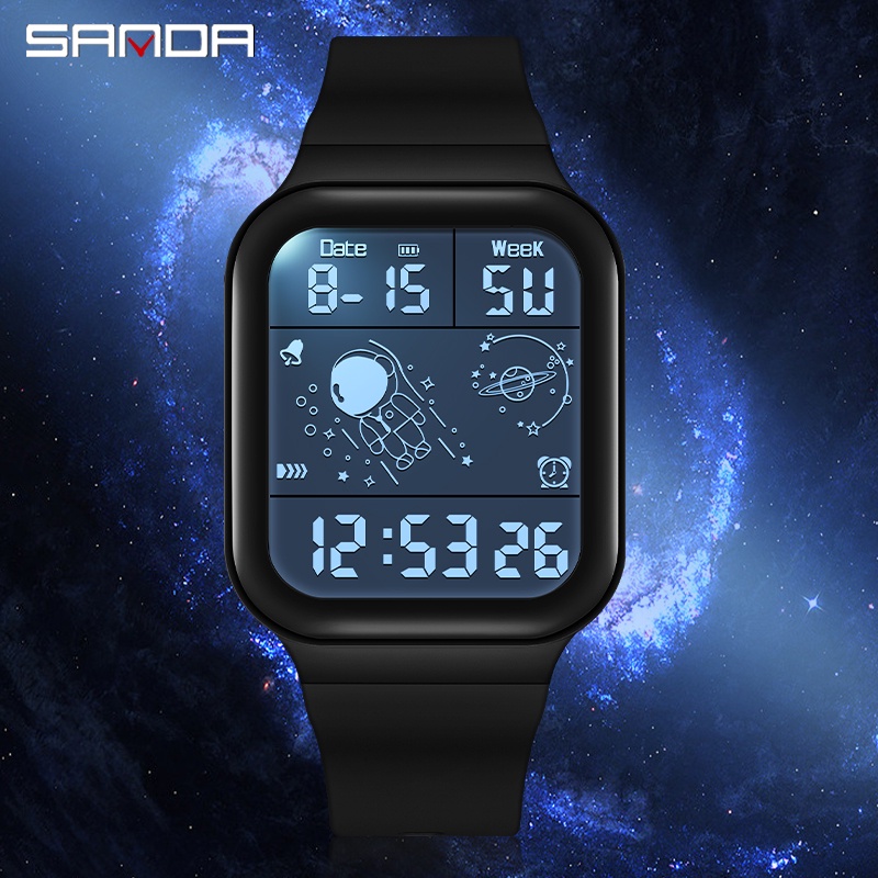 SANDA Men Watch Sports Watches Fashion Countdown Waterproof LED Digital ...