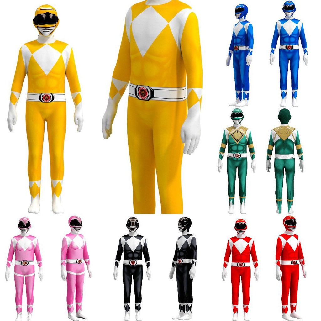 Newest Movie Power Rangers Costume Kids Adult Cosplay Fancy Dress Party ...