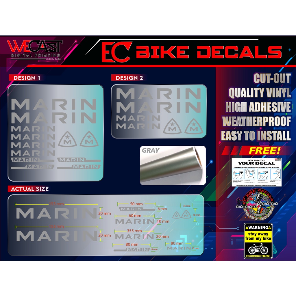 WECAST Marin Bike Frame Decals Sticker and Bike Sticker for Frame ...