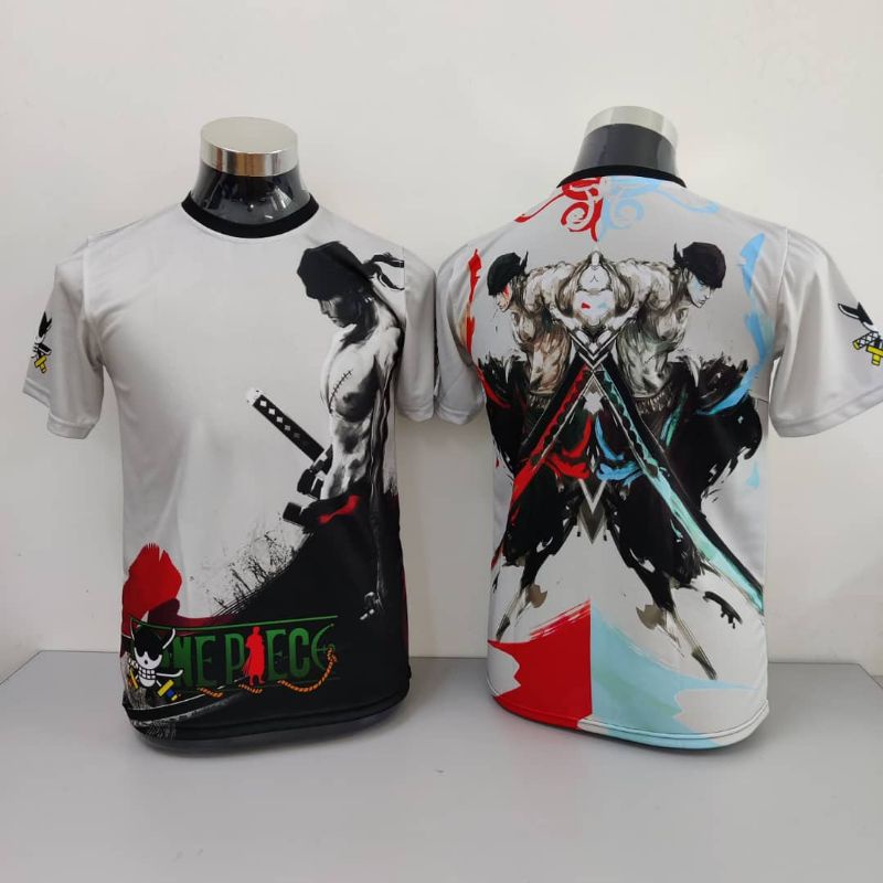 T-shirt Anime One Piece Roronoa Zoro Sublimation Microfiber Eyelet ...
