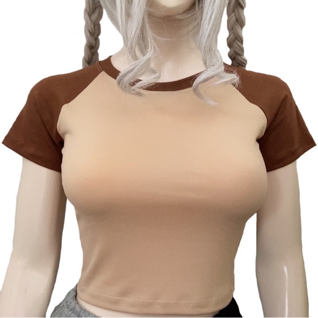 Plain Two Tone Crop Top Tee Fits Small To Medium Shopee Philippines