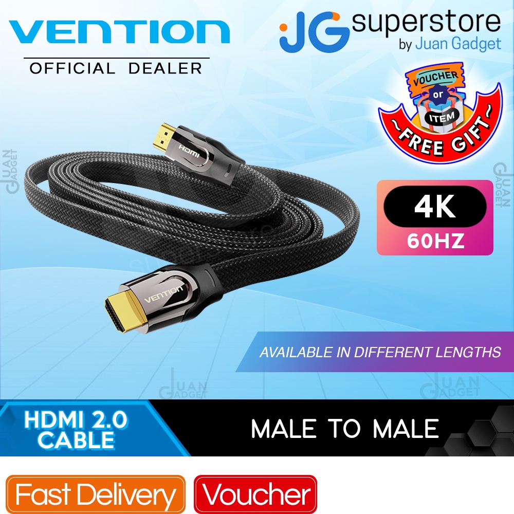 Vention HMDI 2.0 Cable Nylon Braided Flat 4KHD 60Hz (Diff. Lengths ...