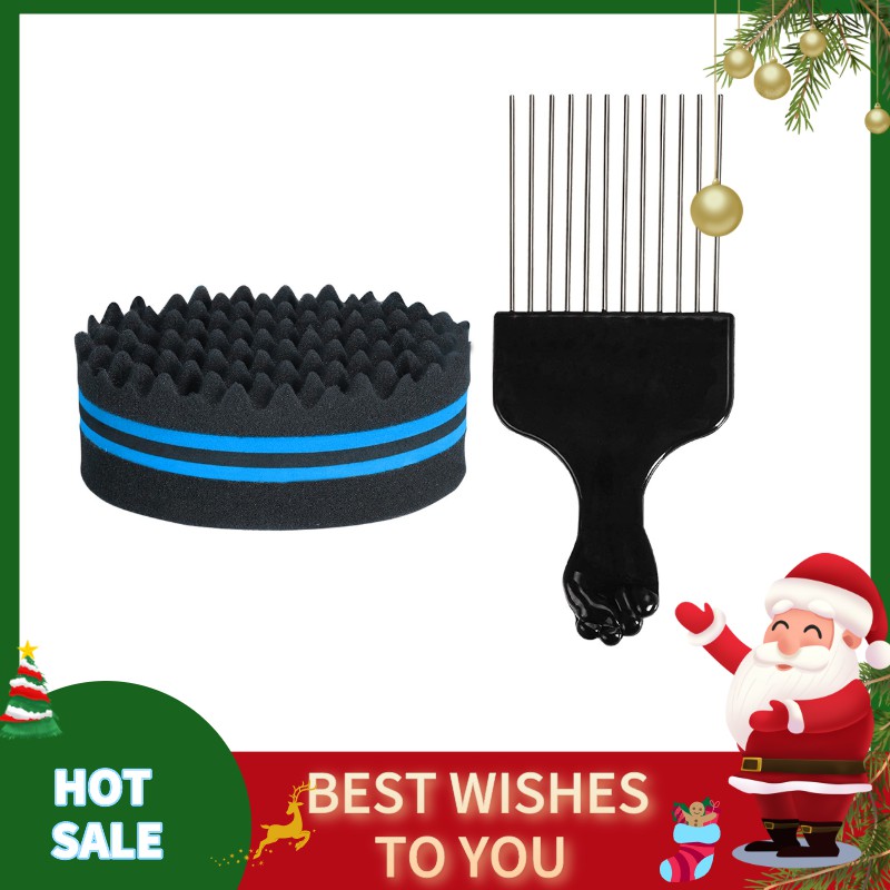 FAGI Hair Brush Sponge with Big Holes Metal Hair Pick Comb Double-sided ...