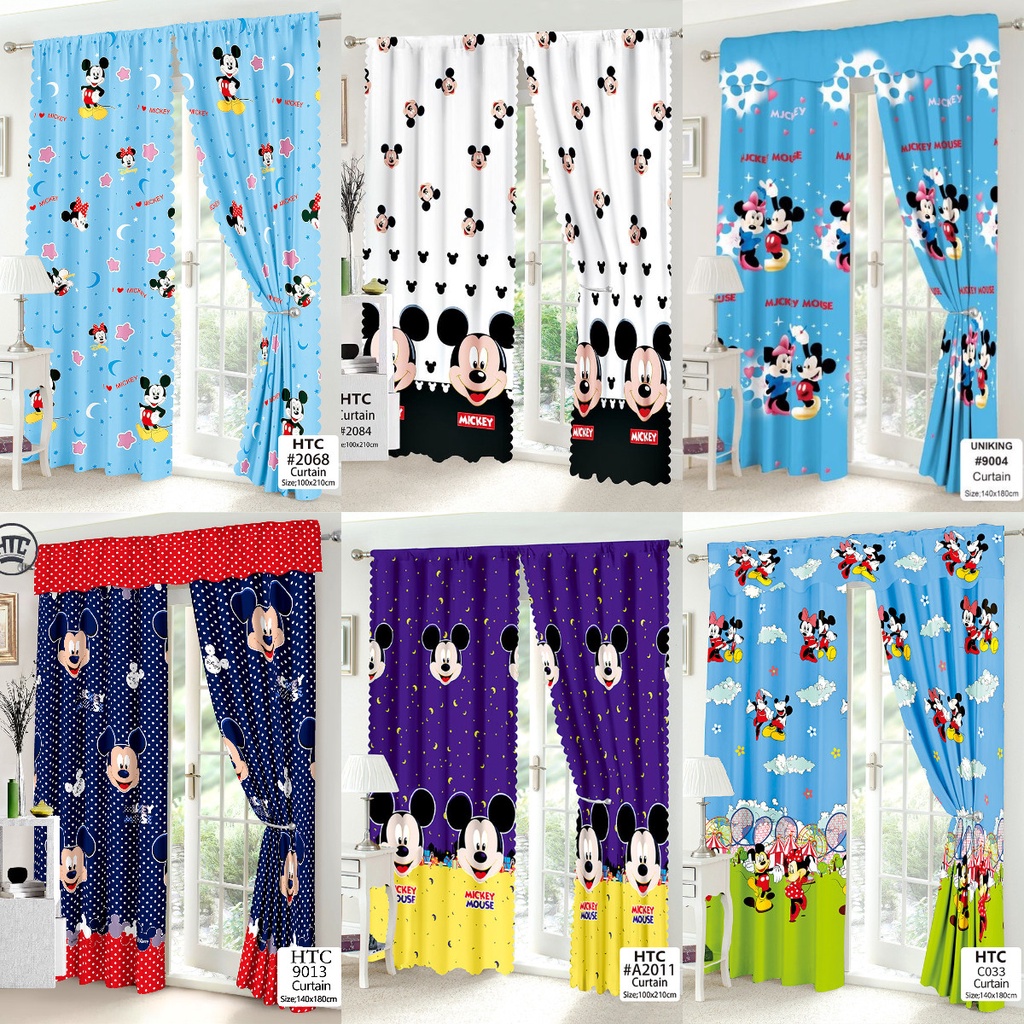 5D Mickey Mouse Curtains Cartoon Hello Kitty Curtain for Window Home ...