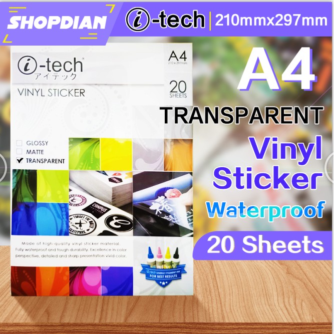 ITech Vinyl Sticker Waterproof Matte / Glossy / Transparent A4 20sheets | Shopee Philippines