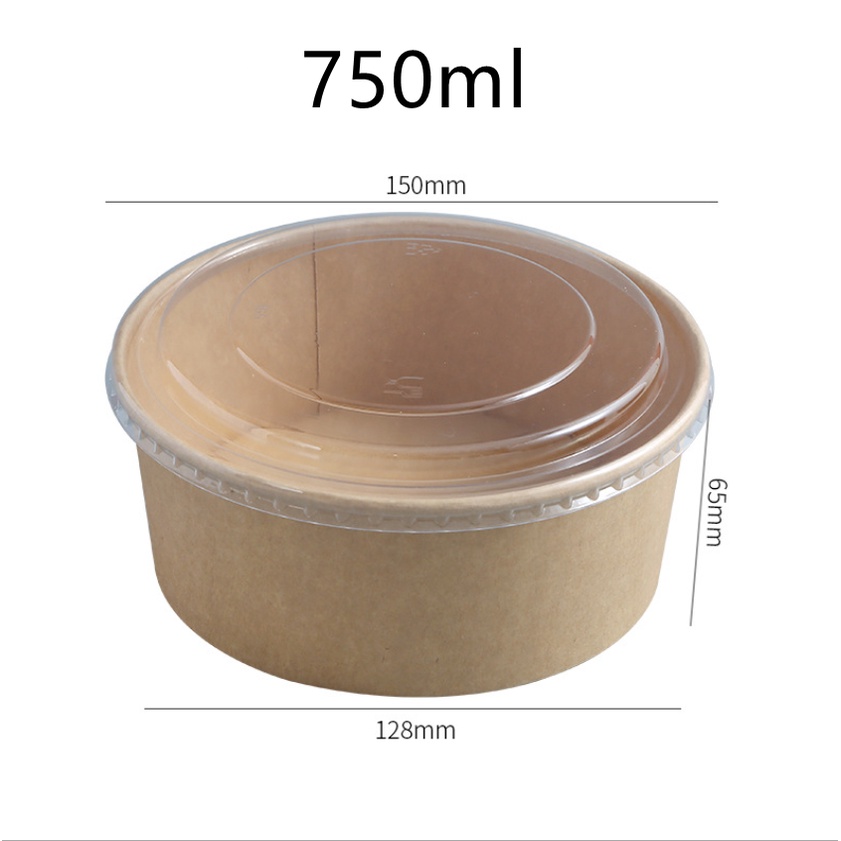 50PCS Kraft Paper Box Round Meal Box Takeout Box Lunch Meal Box ...