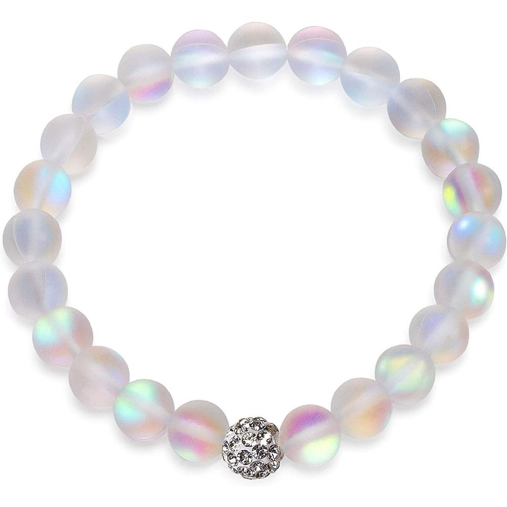 Friendship Bracelet with Frosted White 8mm Moonstone Beads Bracelet ...