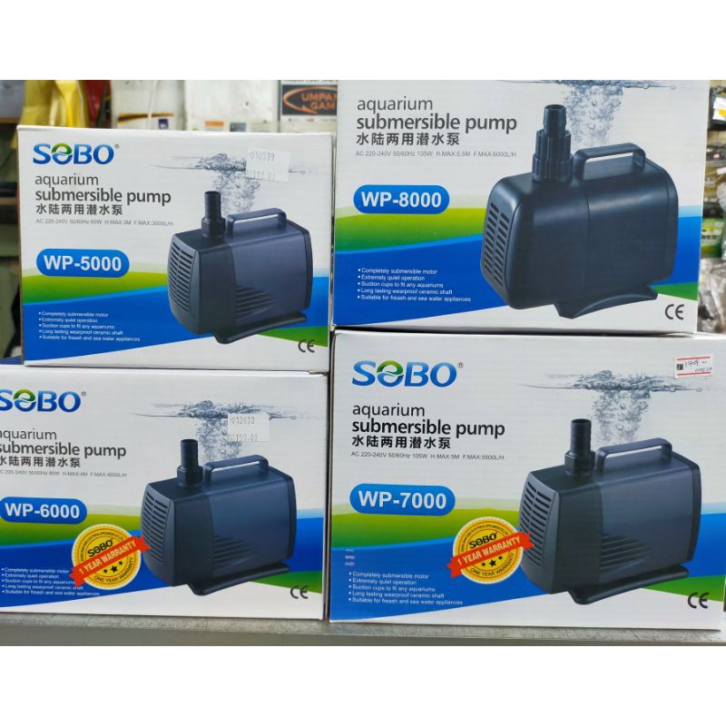 SOBO AQUARIUM SUBMERSIBLE WATER PUMP WP-4000 WP-5000 WP-6000 WP-7000 WP ...