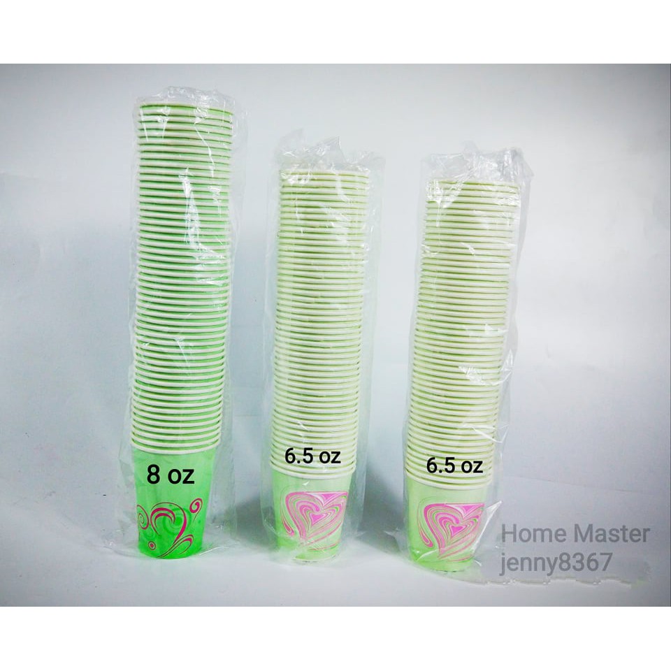 1 box of disposable paper cup (6.5 oz) & (8oz) 1000pcs (RANDOM DESIGN ...