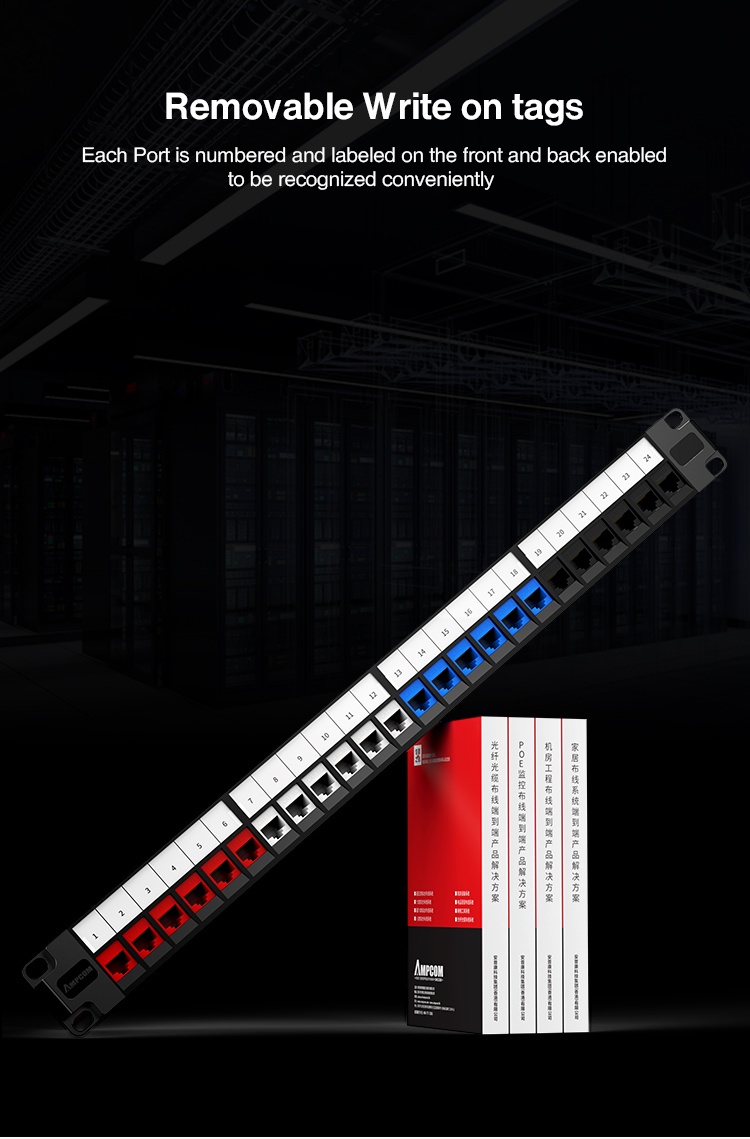 AMPCOM Patch Panel , 24 Port Patch Panel Pass Through, RJ45 UTP Thru ...