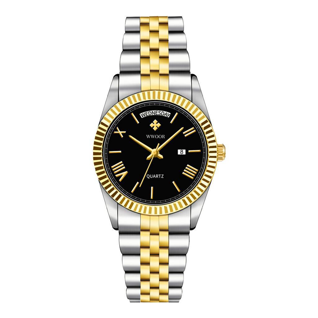 Wwoor Watches Mens Luxury Stainless Steel With Calendar Waterproof Male ...