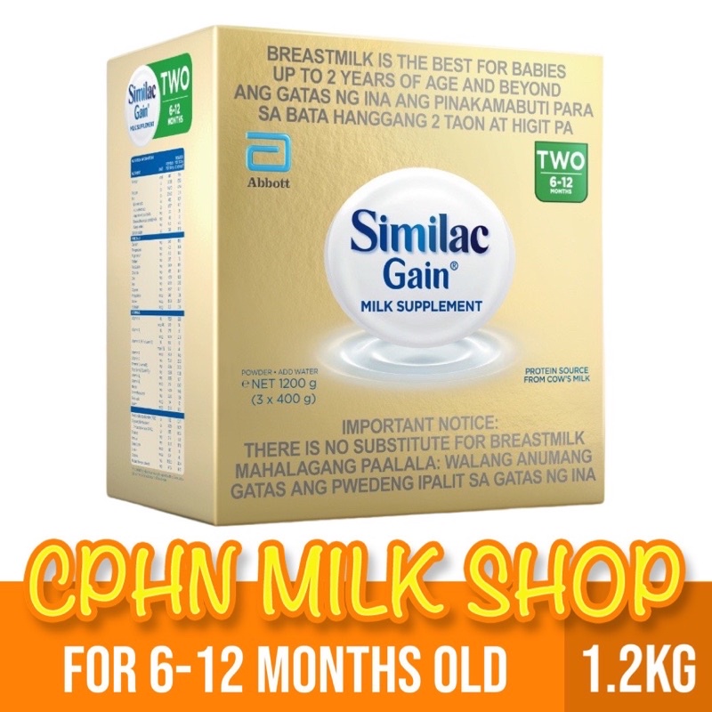 Similac Gain 1.2kg for 6-12 Months Old Infant Formula | Shopee Philippines