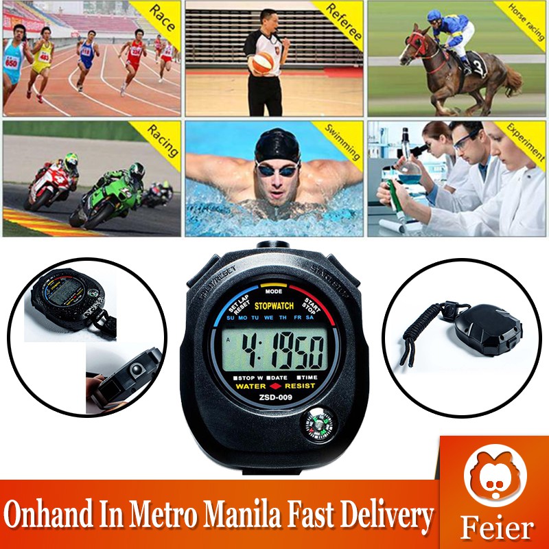 【Waterproof 】Digital LCD Stopwatch Chronograph Timer Counter Sport ...