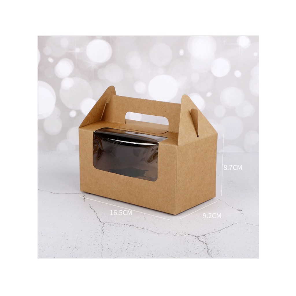 Cup cake pastry packaging box transparent window w/ handle and inner ...