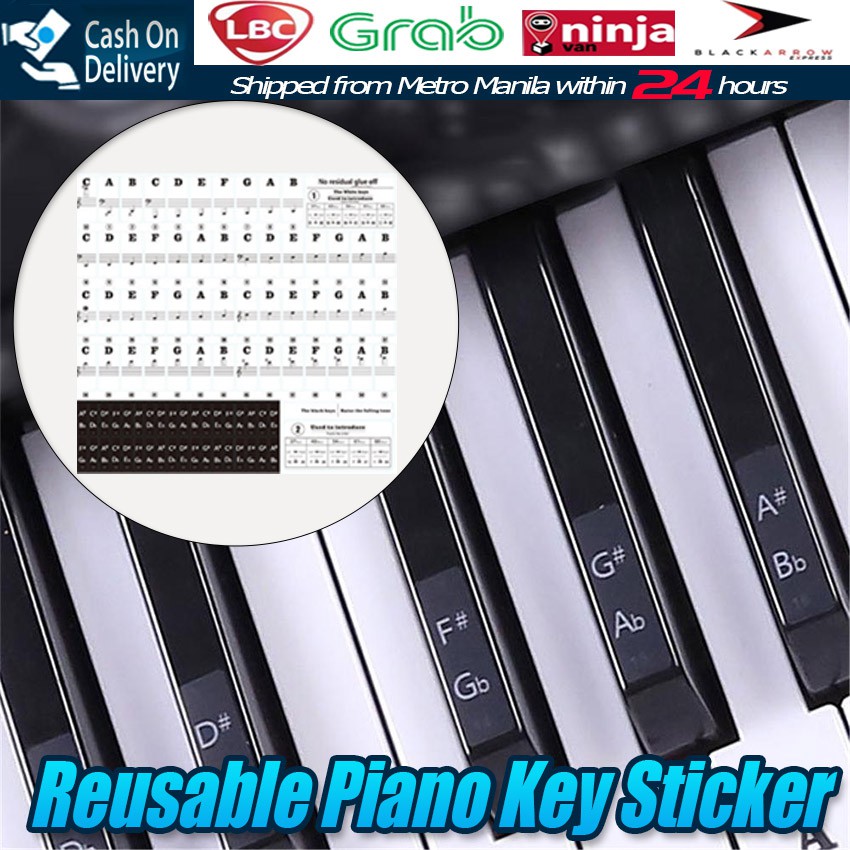 Reusable Piano Key Sticker Keyboard Stickers 37/49/54/61/88 Piano Stave ...