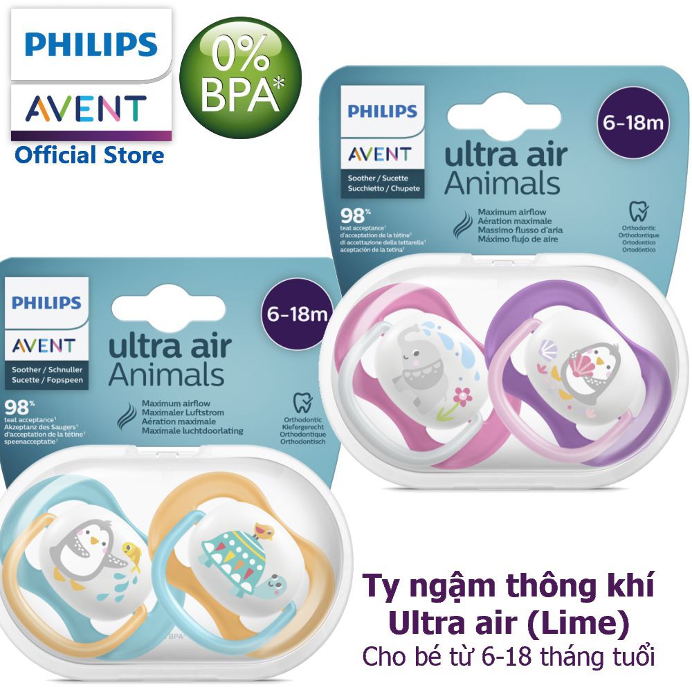 Philips Avent brand Ultra air pacifier (Lime series) for children 6-18 ...