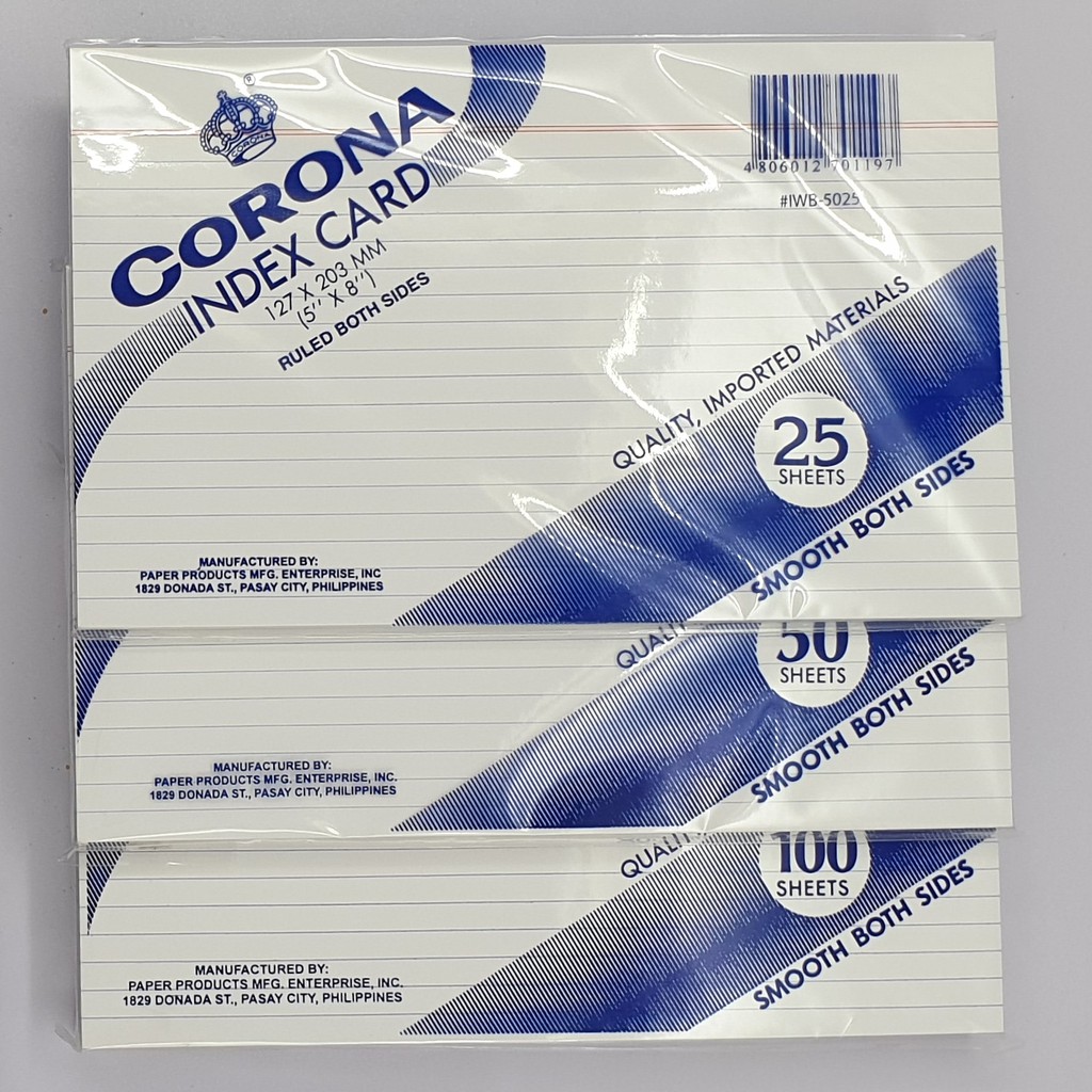 Corona Index Card (5 x 8 in) (Ruled Both Sides) | Shopee Philippines