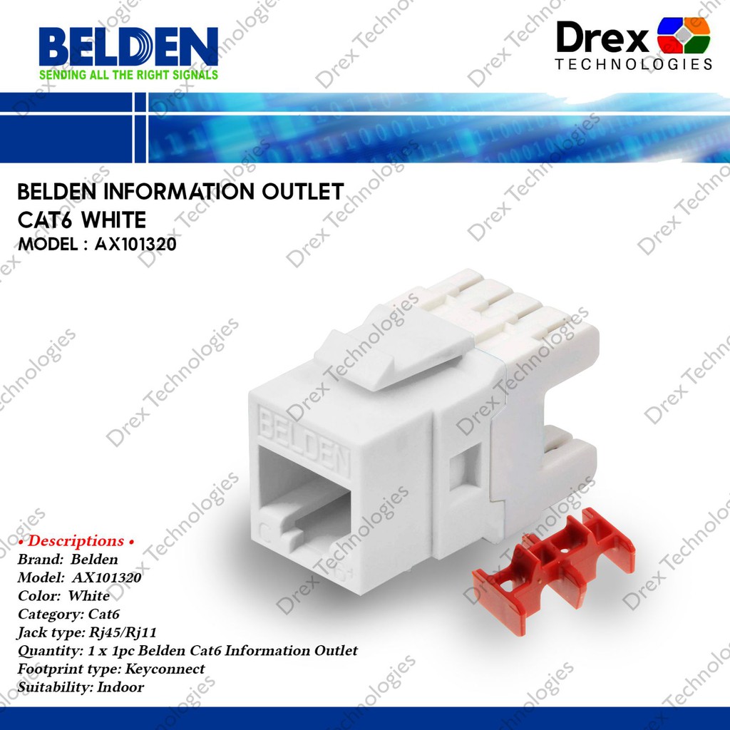 Belden Cat6 Information Outlet i/o Keyconnect Module White / Blue ...