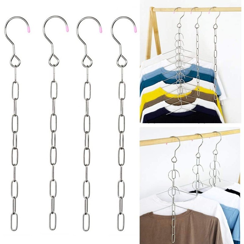 8/10 Holes Stainless Steel Clothes Hanger Chain Folding Dormitory ...